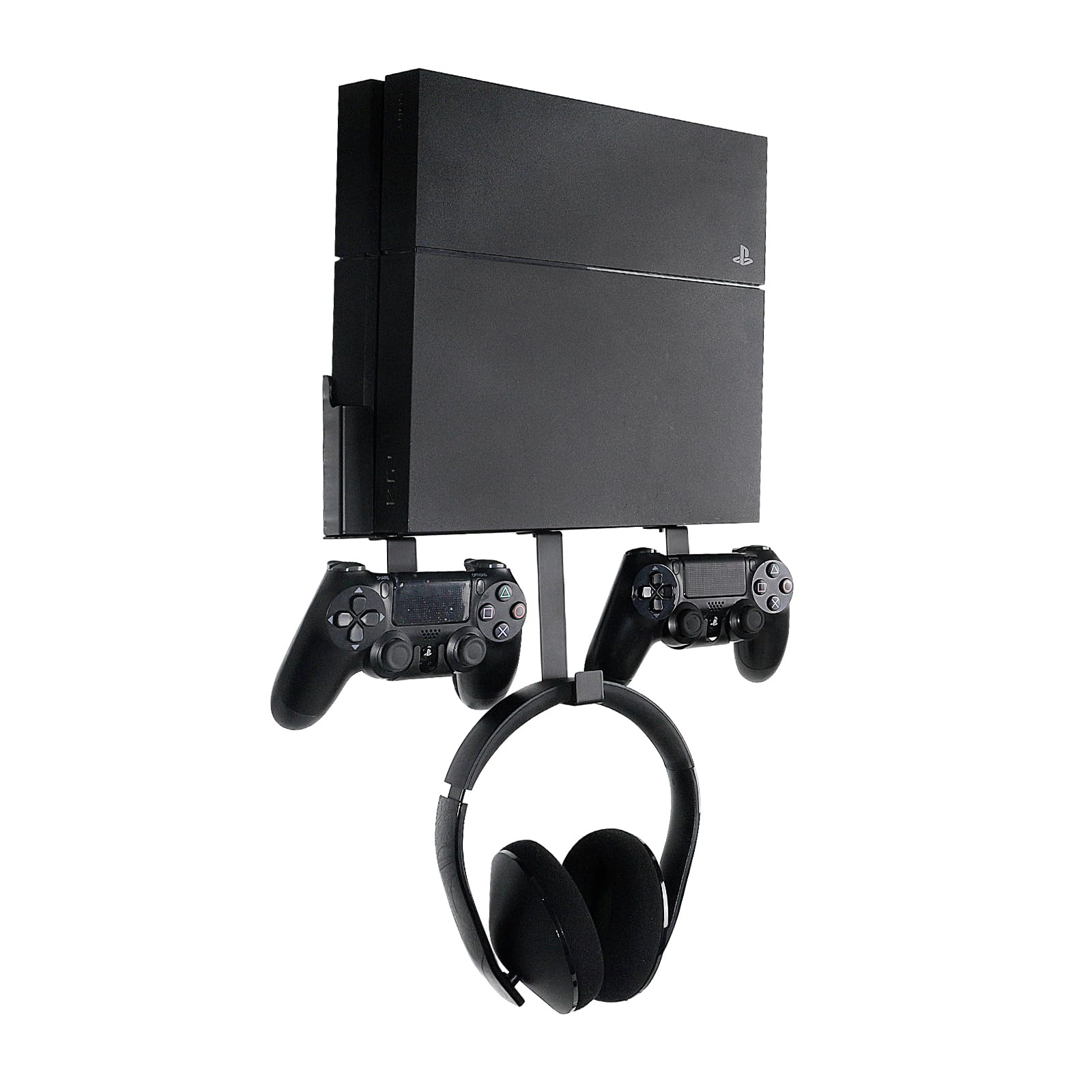 Wall Mount for PS4, Stealth Wall Mount for PS4 Original (Old Model), with Detachable 2 Controller Holder & Headphone Hanger, Mount on The Wall or on The Back of The TV