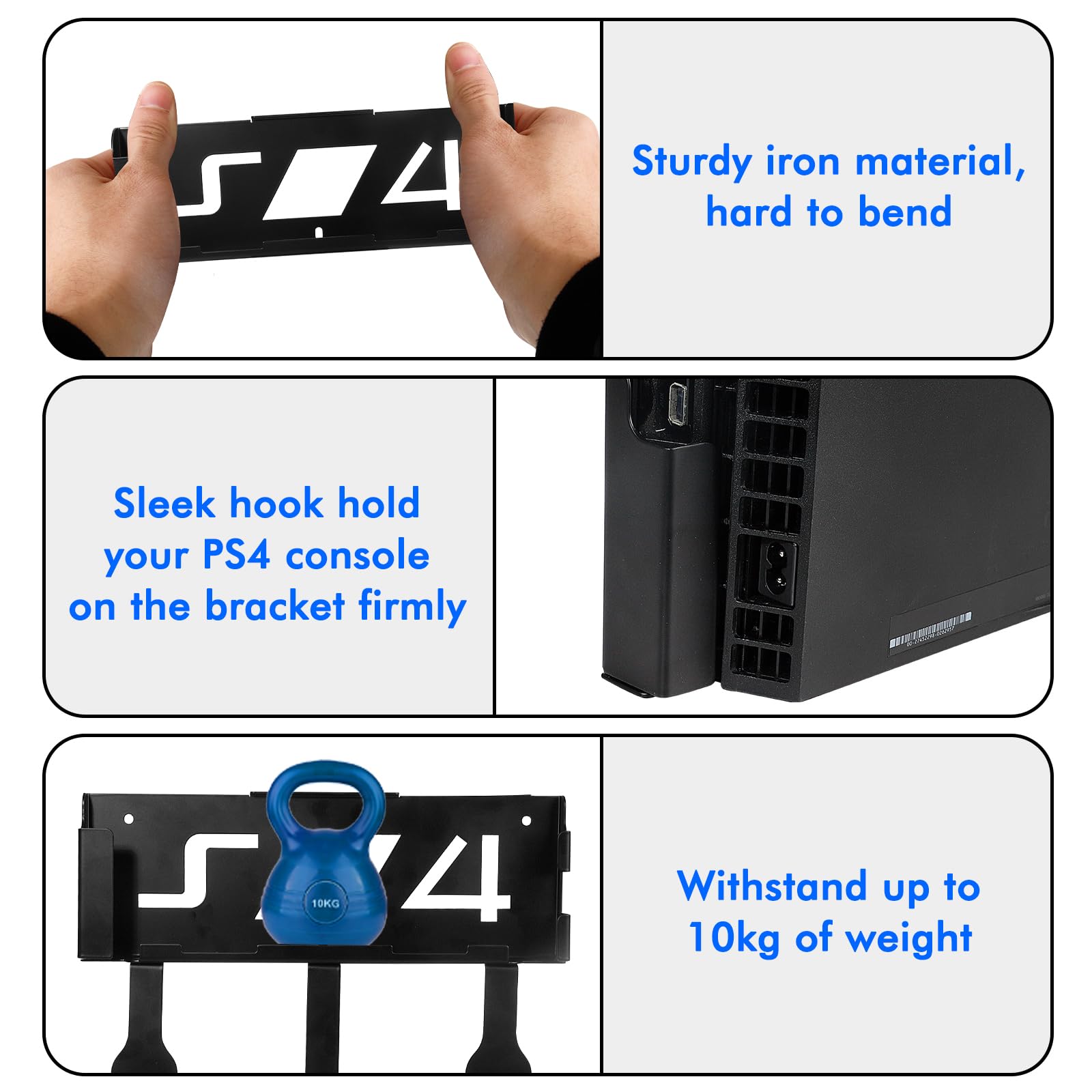 Wall Mount for PS4, Stealth Wall Mount for PS4 Original (Old Model), with Detachable 2 Controller Holder & Headphone Hanger, Mount on The Wall or on The Back of The TV