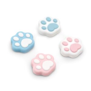 geekshare cat paw playstation 4 controller thumb grips, thumbsticks cover set compatible with switch pro controller and ps4 ps5 controller, 2 pair / 4 pcs-cat paw shape