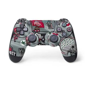 skinit decal gaming skin compatible with ps4 pro/slim controller - officially licensed ohio state university ohio state pattern design