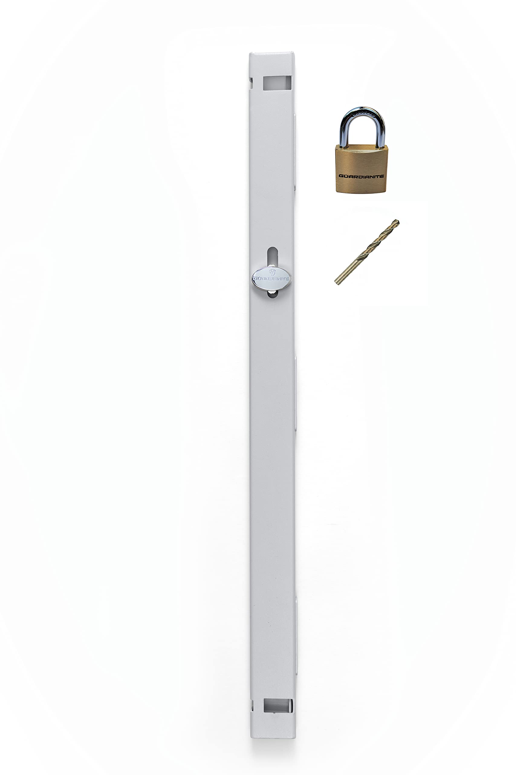 Guardianite File Cabinet Locking Bar. Fits 2 and 3 Drawer File Cabinets. includes Padlock and Cobalt Drill Bit. (Gray)