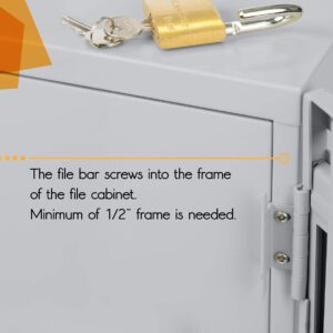 Guardianite File Cabinet Locking Bar. Fits 2 and 3 Drawer File Cabinets. includes Padlock and Cobalt Drill Bit. (Gray)