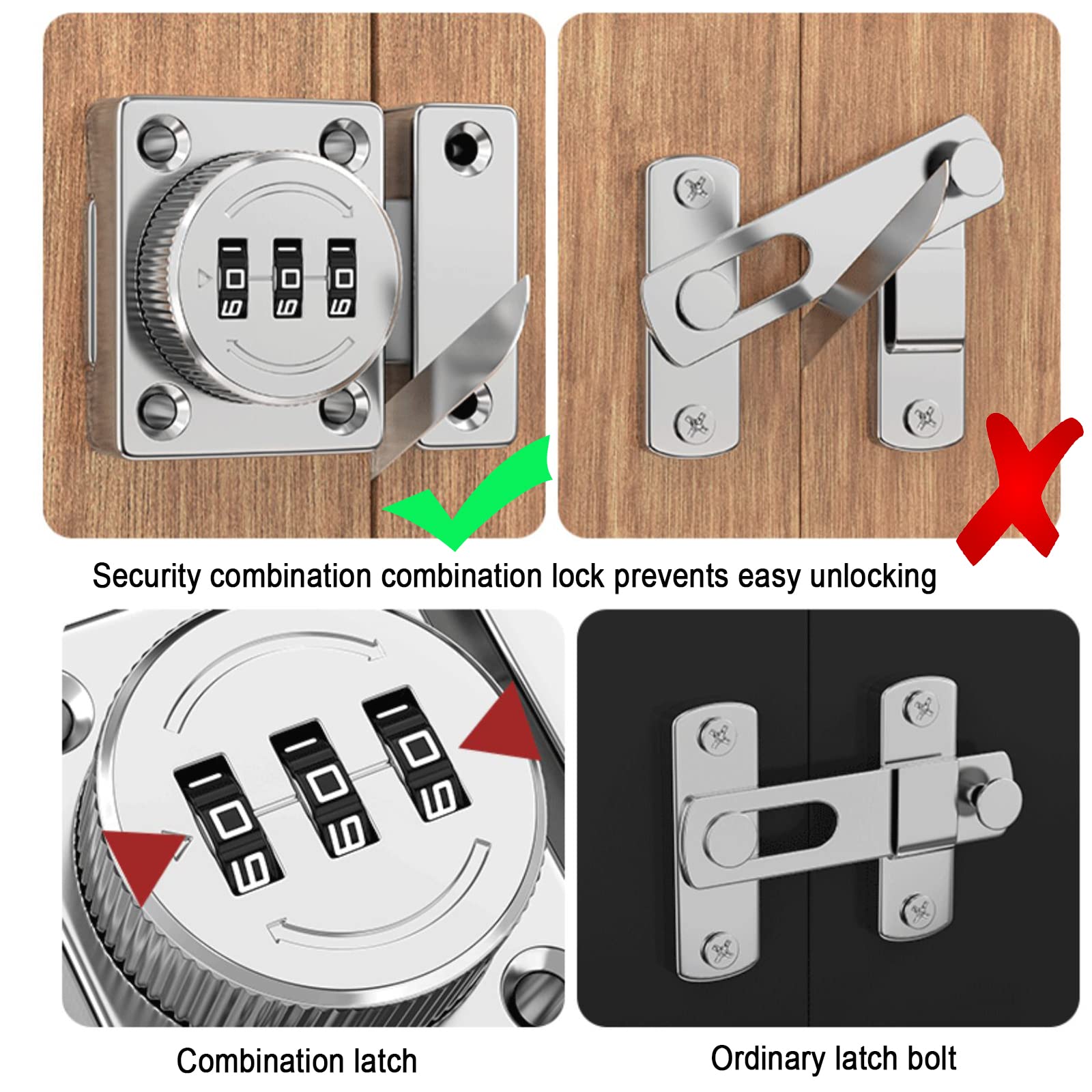 Cabinet Door Latch lock, Keyless Cabinet Lock,Rotary Latch,Cabinet Door Lock,Cabinet Door Password Lock,Password Locker Door Can Be Used for Medicine Cabinet, Closet Cabinet, Pet Door (Black)