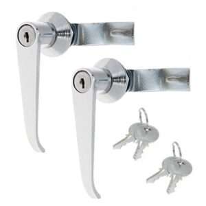 quluxe 2 pcs chrome zinc alloy handle cabinet locks, distribution box cabinet door handle locks with keys for secure important files and drawers