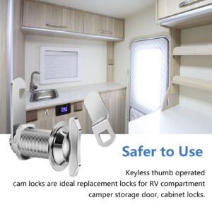 Thumb Operated Offset Cam Lock, 1-1/8” Cylinder Fits on 7/8” Max Door Thickness, Non-Locking Replacement Lock for RV Compartment Camper Storage, Cabinets,Drawers (1-1/8 Inch 6Pack)