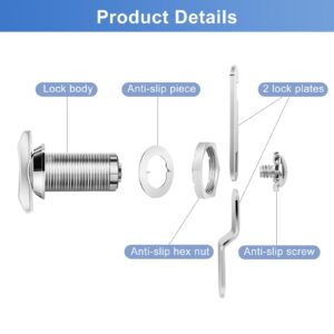 Thumb Operated Offset Cam Lock, 1-1/8” Cylinder Fits on 7/8” Max Door Thickness, Non-Locking Replacement Lock for RV Compartment Camper Storage, Cabinets,Drawers (1-1/8 Inch 6Pack)