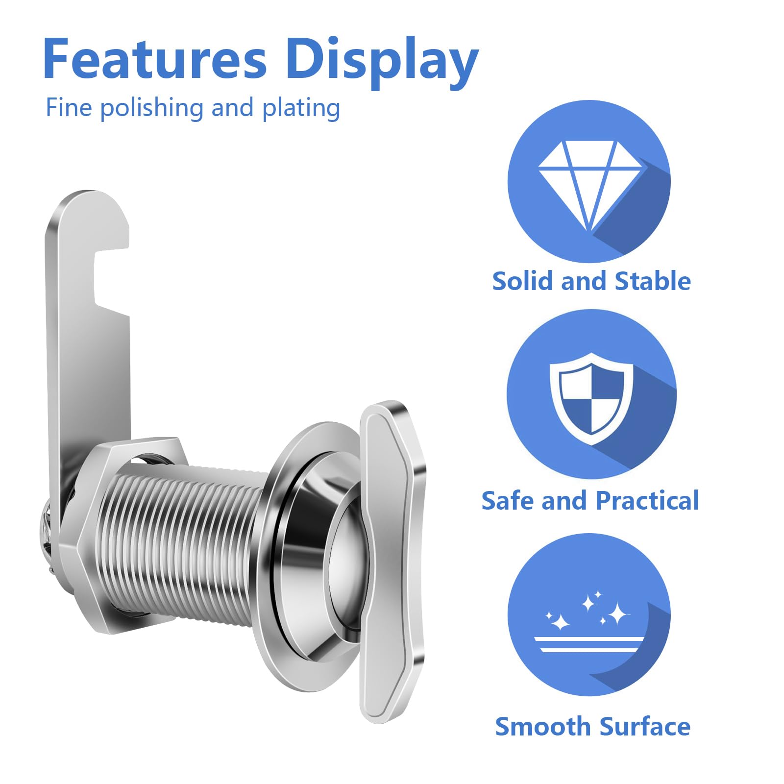 Thumb Operated Offset Cam Lock, 1-1/8” Cylinder Fits on 7/8” Max Door Thickness, Non-Locking Replacement Lock for RV Compartment Camper Storage, Cabinets,Drawers (1-1/8 Inch 6Pack)