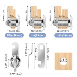 Thumb Operated Offset Cam Lock, 1-1/8” Cylinder Fits on 7/8” Max Door Thickness, Non-Locking Replacement Lock for RV Compartment Camper Storage, Cabinets,Drawers (1-1/8 Inch 6Pack)