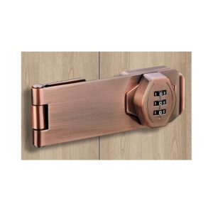 etekjoy keyless cabinet lock 3-digit password combination code hasp latch lock twist knob wooden drawer cupboard locker gun-safe closet box (4 inch, antique copper)