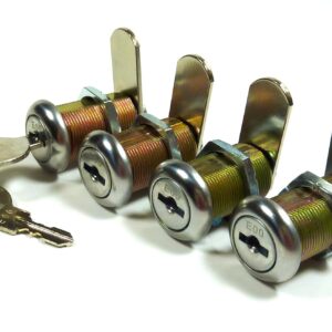 4/Pk 7/8" Cam Lock Double Bitted with 6-Disc Tumbler, Keyed Alike with 2 Keys for Cabinets, Drawers, Pinball Games