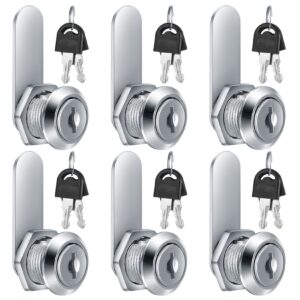 6 pieces cam lock(each cam lock comes with 2 same keys) file cabinet cylinder cam lock, 5/8 inch keyed cam lock, for security file drawer mailbox rv camper door storage toolbox replacement lock