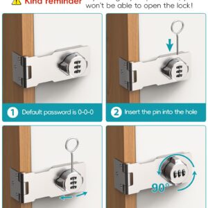 I-EASYDWW Cabinet Password Hasp Lock, Cabinet Keyless Lock with Screws, Cabinet Combination Lock for Small Door, Cabinets, Barn Door, Bathroom, Outdoor, Garage, Garden, Silver, 2 Pack