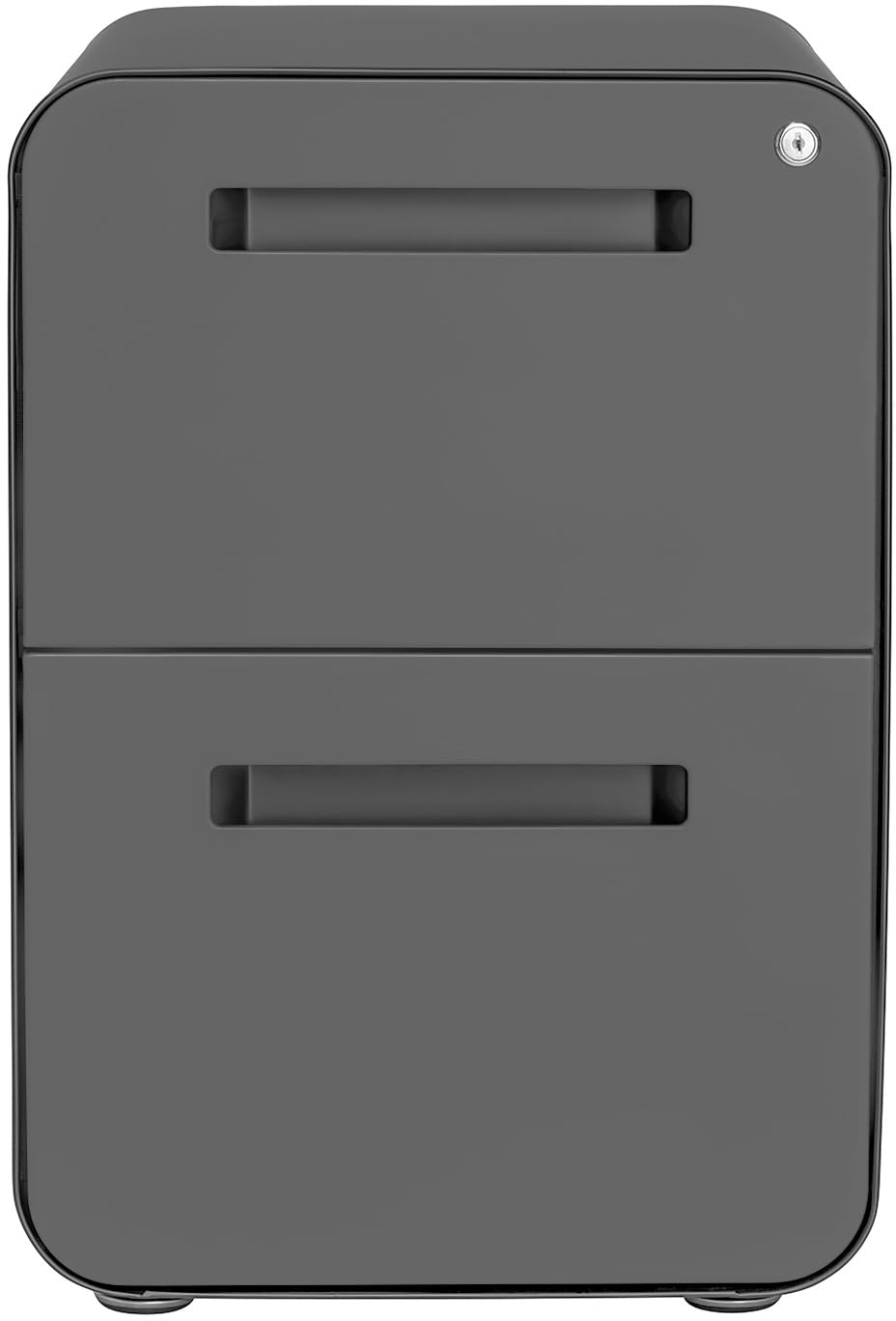 Laura Davidson Furniture Stockpile 2 Drawer Mobile File Cabinet with Lock - Under Desk Metal Filing Cabinet, Legal/Letter File Folders, Wheels and Stationary Feet, Pre-Assembled, Dark Grey