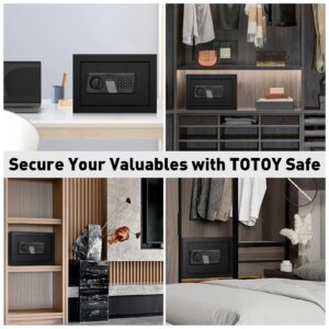 TOTOY 1.0 Cu Ft Personal Safe Box with Sensor Light -Electronic Keypad Security Safe Steel Construction Hidden Key Lock, Removable Shelf, Digital Safe for Jewelry Documents Pistol Money