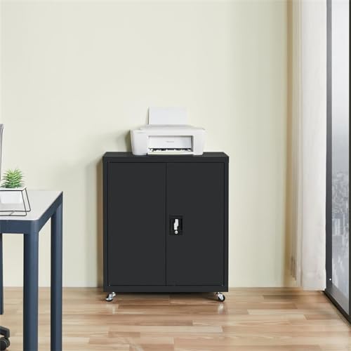 Daesar 1 Shelf Metal Filing Cabinet, Storage File Cabinet with Lock for Home and Office