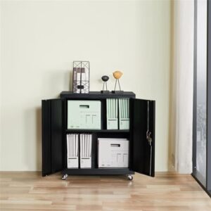 Daesar 1 Shelf Metal Filing Cabinet, Storage File Cabinet with Lock for Home and Office