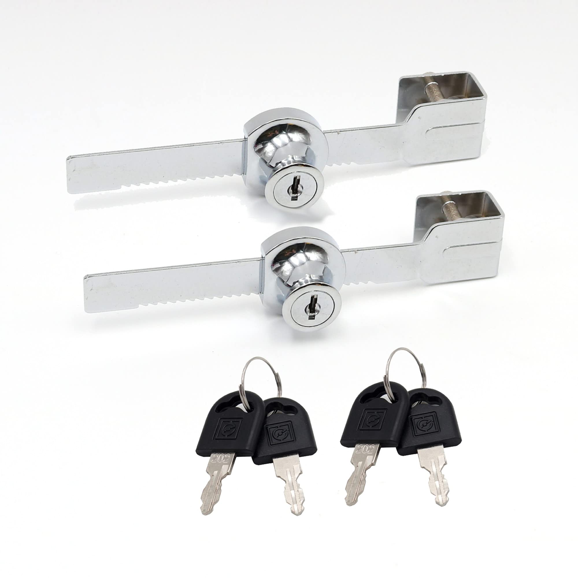 Sliding Glass Door Ratchet Lock Keyed Alike with Chrome Finish for Display Case Showcase Cabinet Closet (Same Keys)