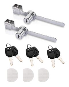 naissian sliding glass door ratchet lock, lock for sliding glass cabinet door locks with keys showcase display vivarium reptile cage locks, chrome finish with 6 key aliked, pack of 2