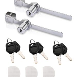 Naissian Sliding Glass Door Ratchet Lock, Lock for Sliding Glass Cabinet Door Locks with Keys Showcase Display Vivarium Reptile Cage Locks, Chrome Finish with 6 Key Aliked, Pack of 2