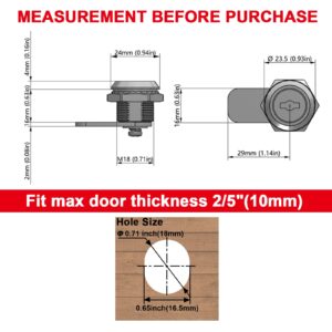 evan 5 Pack Cam Locks Keyed Alike, File Cabinet Lock with Keys, 5/8" Cabinet Cam Lock for Secure Files Drawers Mailbox RV Camper Door Storage Tool Box Replacement Locks