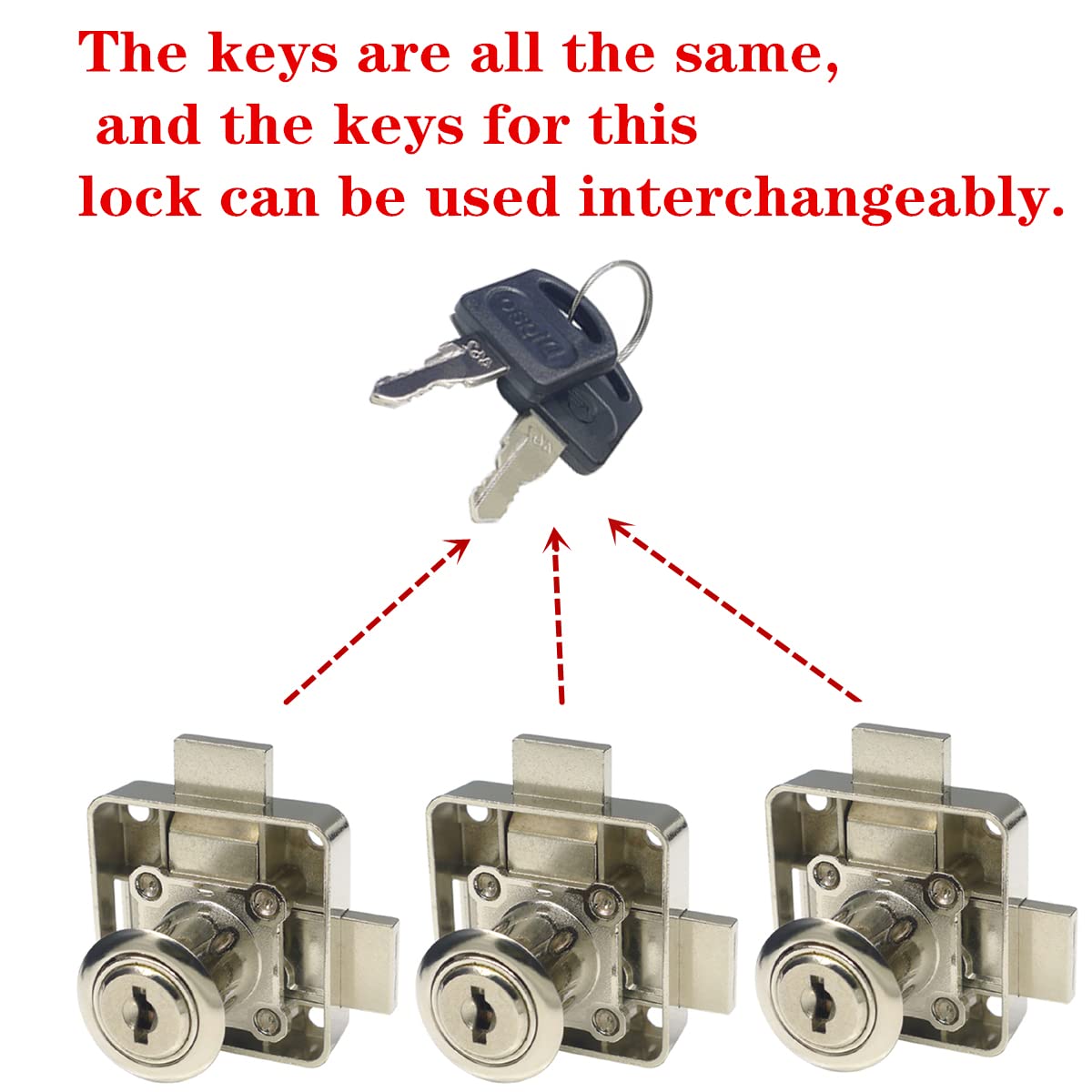 Cabinet Double Door Lock Cabinet Drawer Lock Safety Lock [Keyed Alike] Double Latch Door Lock [Mounted on Left Side Door]. for (3/5"-/15mm -7/8"-/22mm) Door Panels (2 Pack)