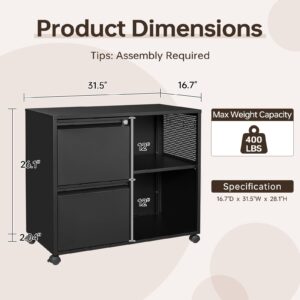 AFAIF Lateral File Cabinet, 2 Drawer File Cabinet with Lock, Printer Cabinet Printer Stand with Storage, Metal Mobile Filing Cabinet Home Office Organization Furniture for Letter/A4 Size Files