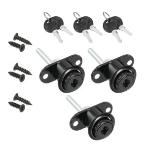 patikil 19mm drawer locks with keys, 3 pack zinc alloy office drawer lock keyed different for furniture showcase locker, black