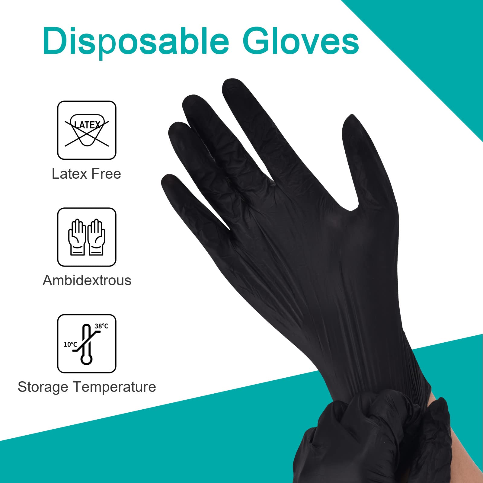 Schneider Black Vinyl Exam Gloves, 4mil, Disposable Latex-Free, Plastic Surgical Gloves for Medical, Cooking, Cleaning, and Food Prep, Powder-Free, Non-Sterile, 100-ct Box (Large)