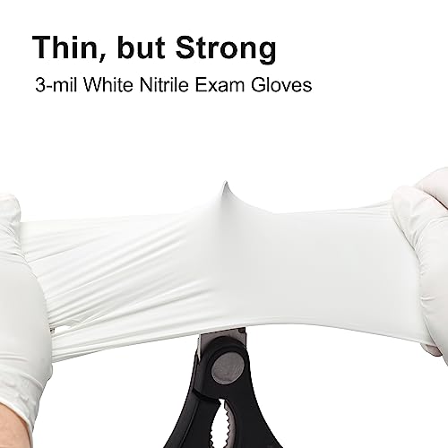 SwiftGrip Disposable Nitrile Exam Gloves, 3-mil, Medium, Box of 100, White Nitrile Gloves Disposable Latex Free for Medical, Cleaning, Cooking & Esthetician, Food-Safe, Powder-Free, Non-Sterile