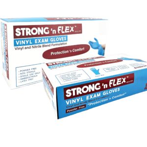 STRONG 'n FLEX Box of Medium Vinyl-Nitrile Exam Gloves, 100 ambidextrous gloves