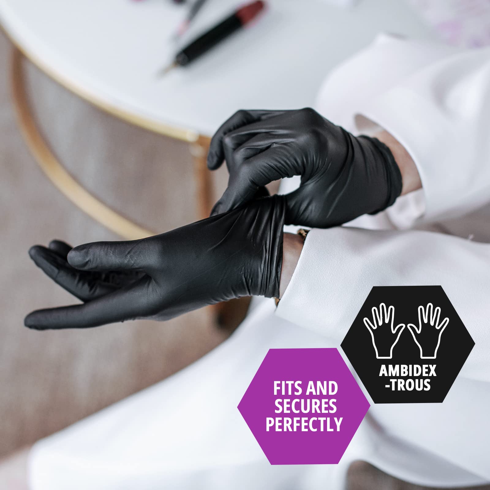 MED PRIDE Black Nitrile Examination Gloves Large [Box of 50]- 4 Mil Thick Disposable Latex/Powder-Free Surgical Gloves For Doctors Hospital & Home Use