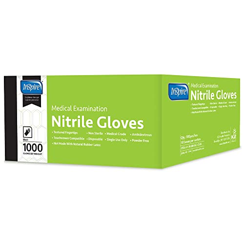 Inspire Black Nitrile Gloves | THE ORIGINAL Quality Black Gloves Disposable Latex Free | 4.5 Medical Gloves Cooking Gloves, Food Prep Gloves Mechanic Gloves Disposable Gloves Cleaning Gloves, Tattoo