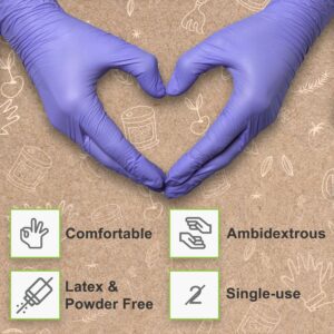 FifthPulse Biodegradable Disposable Nitrile Gloves Medium - 150 Count - Green Food Safe Cooking Gloves - Powder and Latex Free Gloves with Textured Fingertips - Home Cleaning Rubber Gloves