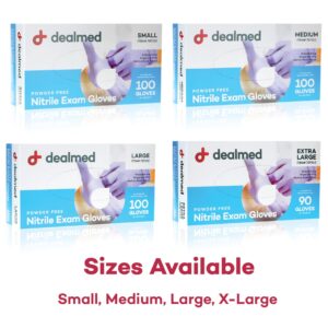 Dealmed Medical Exam Gloves – 100 Count Large Nitrile Gloves, Disposable, Non-Irritating Gloves, Latex Free Gloves, Multi-Purpose Use for a First Aid Kit and Medical Facilities