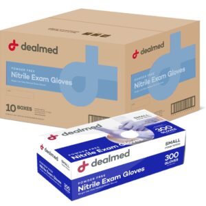 Dealmed Nitrile Medical Grade Exam Gloves, 3.0 mm, Latex Free, Disposable Gloves for Hospitals, Law Enforcement, First Response, Blue (Small, 3000 ct.)