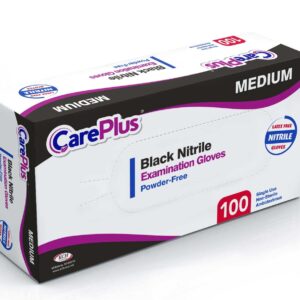 Care Plus Medical Exam Nitrile Gloves Small Black, Latex Free Powder Free, Non Sterile Exam, Food Safe, Mechanic, 100 Count