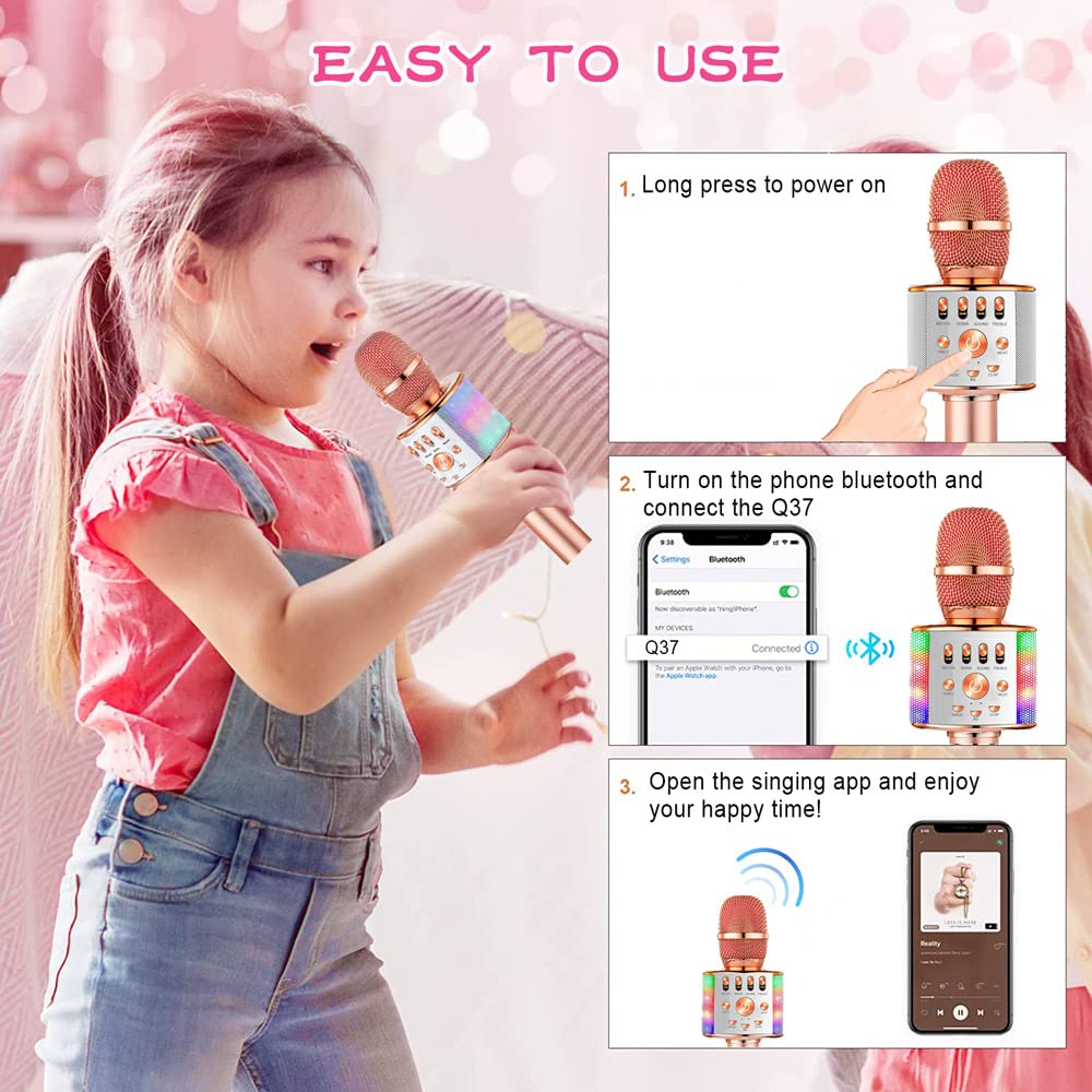 TRAELY Kids Karaoke Microphone age 5-10, Toys for 5 6 7 8 9 10 Year Old Girls, Little Girls Birthday Gifts