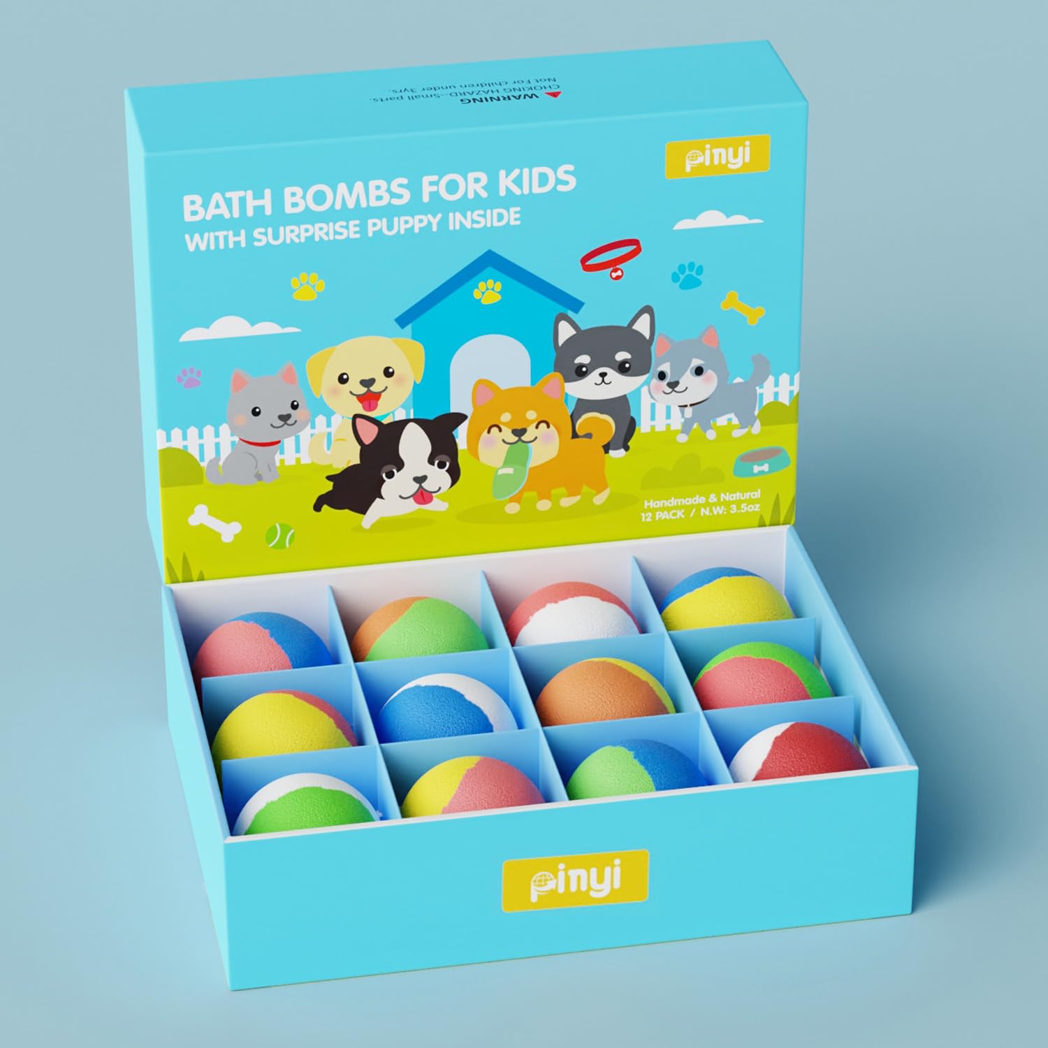 Bath Bombs for Kids with Surprise Toys Inside, 12 Pack Organic Bubble Bath Fizzies with Dog Puppy Toys for Boys Girls Toddlers Bath Bombs Gift Set