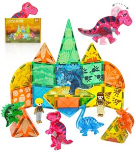 asago magnetic tiles dinosaurs magnet building blocks toys for kids ages 3-5 4-8 8-12 creative animals educational stack tile construction for boys girls toddlers 5-7 year old to stem learning