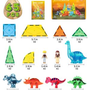 Asago Magnetic Tiles Dinosaurs Magnet Building Blocks Toys for Kids ages 3-5 4-8 8-12 Creative Animals Educational Stack Tile Construction for Boys Girls Toddlers 5-7 Year Old to STEM Learning