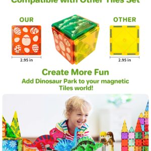 Asago Magnetic Tiles Dinosaurs Magnet Building Blocks Toys for Kids ages 3-5 4-8 8-12 Creative Animals Educational Stack Tile Construction for Boys Girls Toddlers 5-7 Year Old to STEM Learning