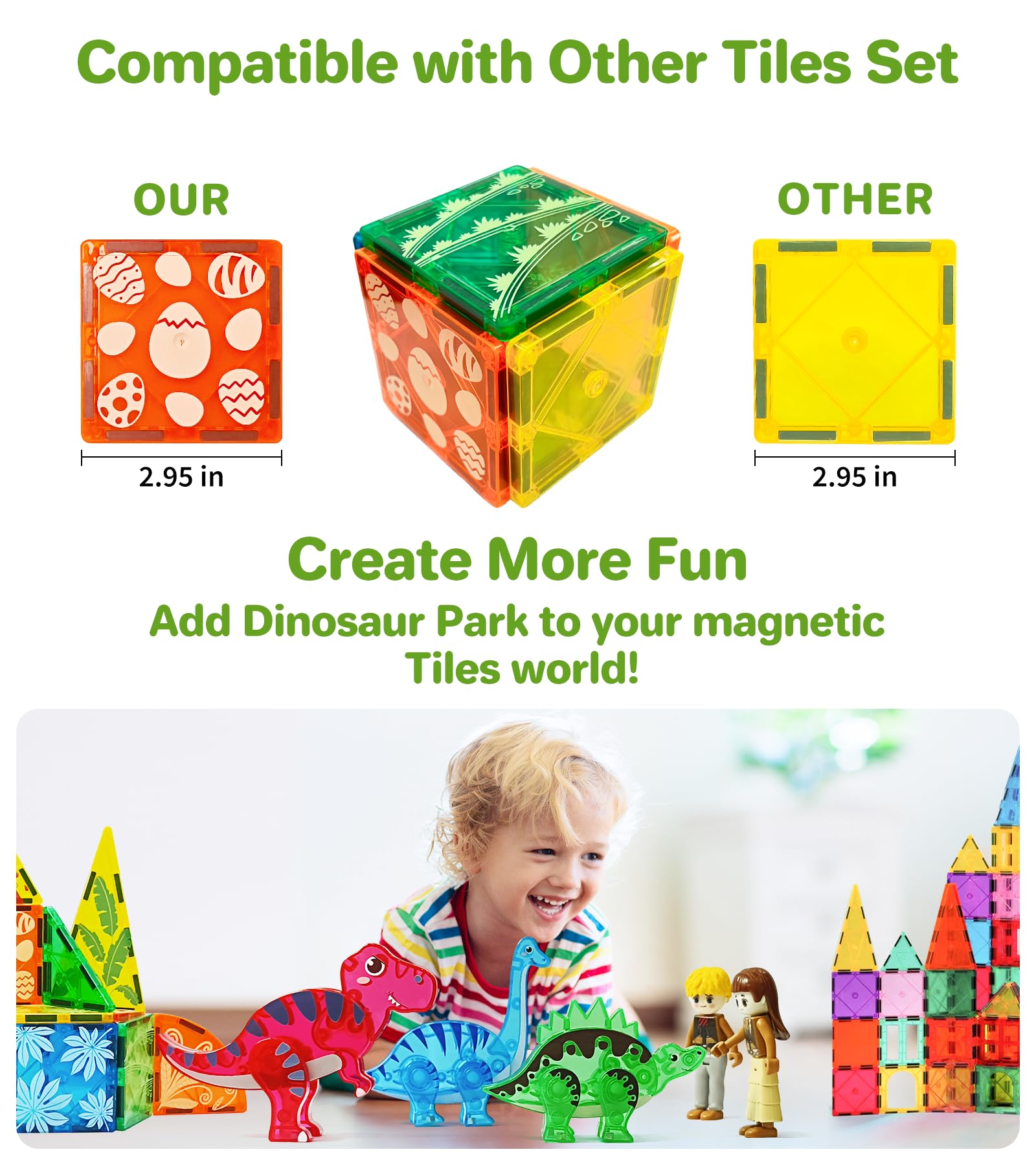 Asago Magnetic Tiles Dinosaurs Magnet Building Blocks Toys for Kids ages 3-5 4-8 8-12 Creative Animals Educational Stack Tile Construction for Boys Girls Toddlers 5-7 Year Old to STEM Learning