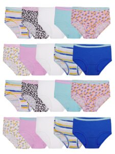 fruit of the loom girls' tag free cotton brief underwear multipacks, brief-20 pack-white/stripes/animal print, 8