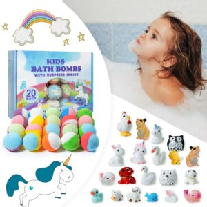 Yekery Bath Bomb Gift Set with Toys Inside, 20 Pack Organic Bath Bombs for Kids, Kids Safe Handmade Fizzy Balls for Kid, Ideal Birthday Gift for Boys & Girls