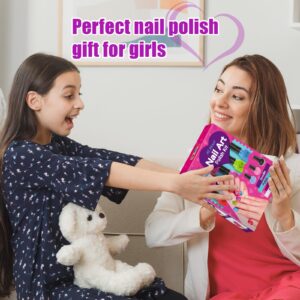 Nail Art Kit for Girls Ages 7 8 9 10 11 12, Nail Art Studio for Girls, Nail Art Kit Toys with Nail Art Pens, Glitter, Nail Stickers, Birthday Christmas Day Gifts for Kids Age 8-12