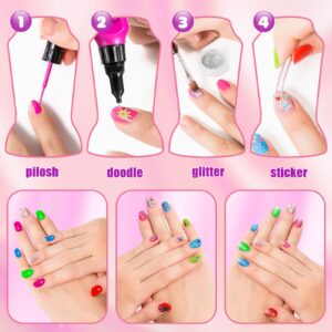 Nail Art Kit for Girls Ages 7 8 9 10 11 12, Nail Art Studio for Girls, Nail Art Kit Toys with Nail Art Pens, Glitter, Nail Stickers, Birthday Christmas Day Gifts for Kids Age 8-12