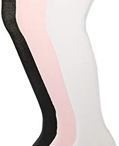 Amazon Essentials Girls' Cotton Tights, Pack of 3, White/Pink/Black, Small