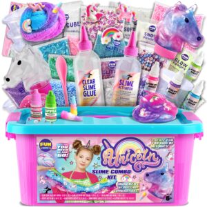 fluffy unicorn slime kit for girls, funkidz cloud slime gift for ages 6+ kids fun slime making kit awesome craft toy birthday present ideas