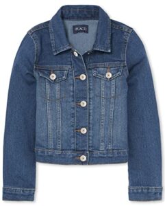 the children's place girls basic denim jacket, azure wash, medium us