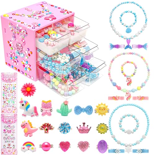 BEKALERZ Jewelry Toys-for-Girls,Toddler Girls Toys Age 6-8,Lovely Rings Kids-Toys for 3 4 5 6 7 8 9 10 Year Old Girls,Play Jewelry Princess Toys for Dress Up,Easter Birthday Unicorns-Gifts-for-Girls